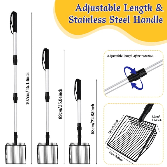 2-in-1 Chicken Poop Scooper & Rake, Adjustable 23-46" Stainless Steel ...