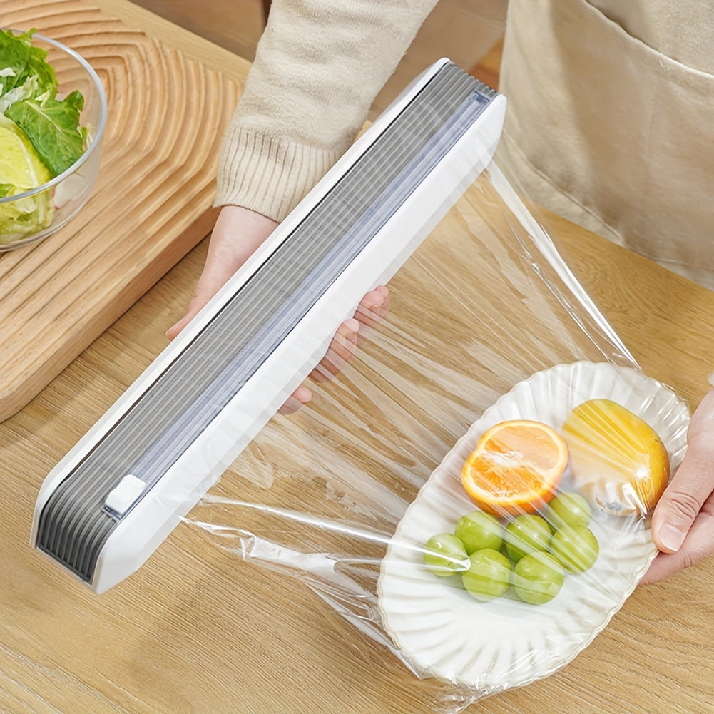 2 in 1 Cling Film Cutter Foil Cutter, Food Wrap Dispenser with Magnetic ...
