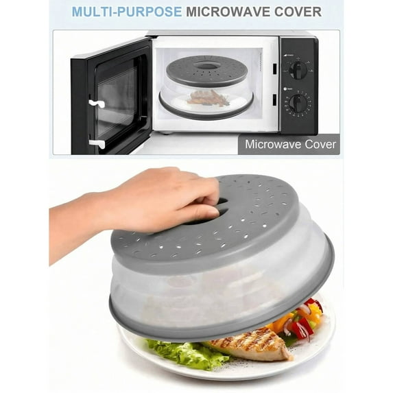 2-in-1 Collapsible Microwave Splash Guard & Food Cover - Heat-Resistant ...