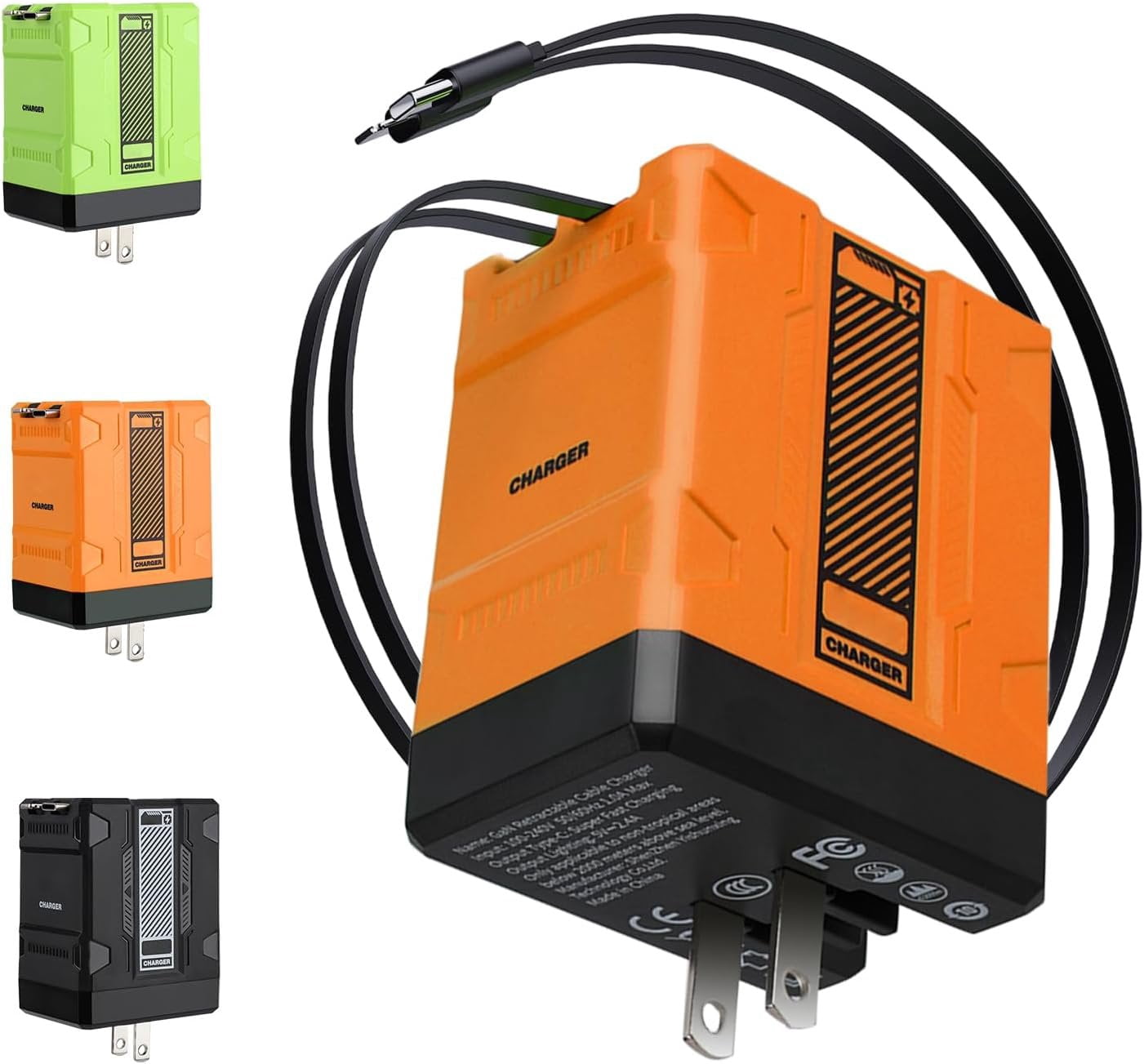 2-in-1 Compatible with 120w Charger, 2025 Retractable Wall Fasts Power ...