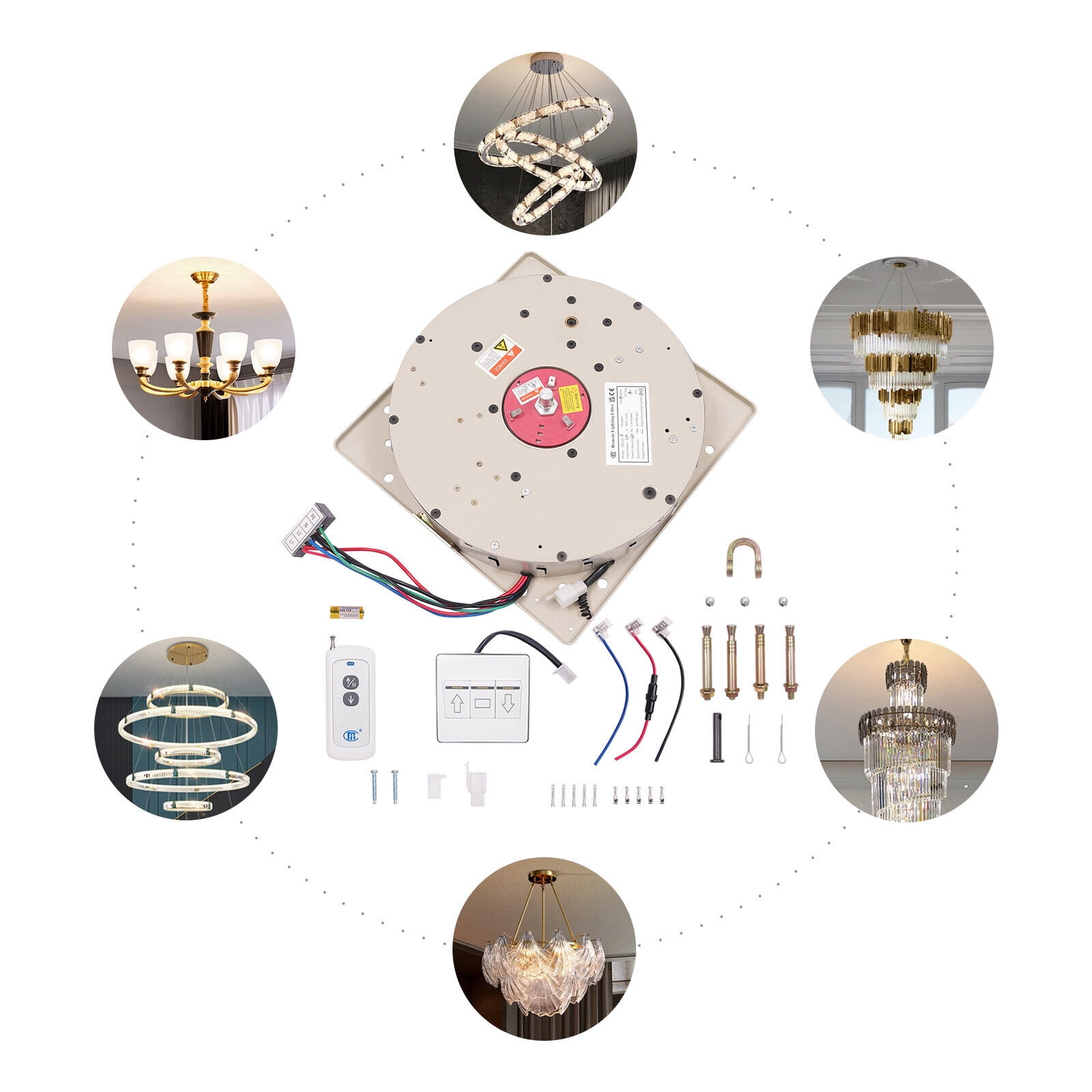 2-in-1 Control Chandelier Lifter, Electric Motor Villas Pendant Lamps ...