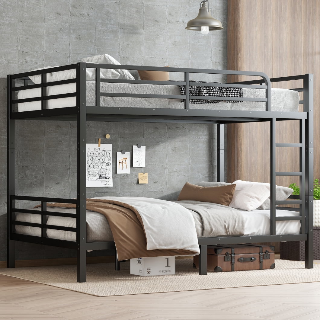 2-in-1 Convertible Bunk Bed Full XL over Full XL, Heavy Duty Metal Bunk ...