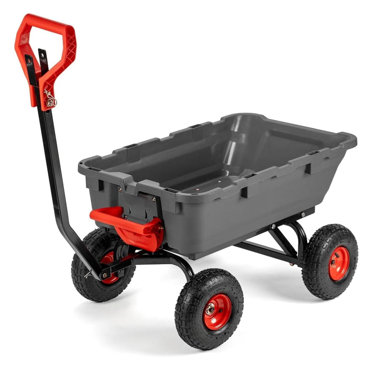 2-in-1 Convertible Handle Heavy Duty Garden Cart Dump Wagon Utility 800 ...