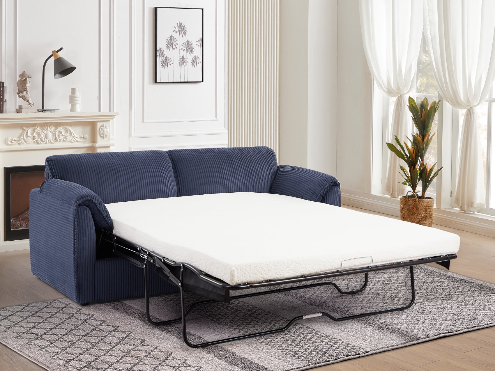 2-in-1 Convertible Pull out Sofa Bed, Sleeper Sofa Couch with Folding ...