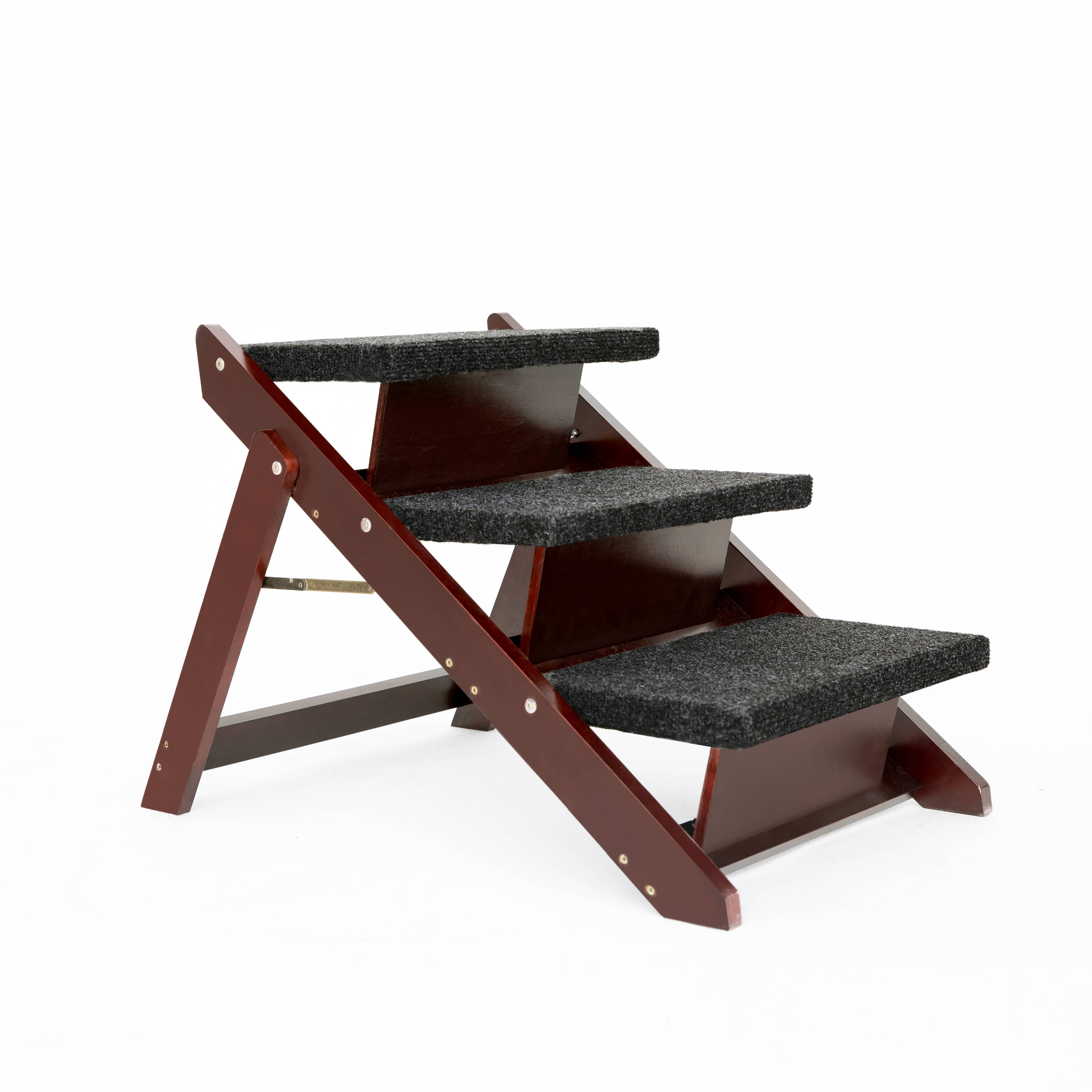 2-in-1 Convertible Wooden Pet Steps & Ramp, Foldable 3 Step Dog Stairs ...