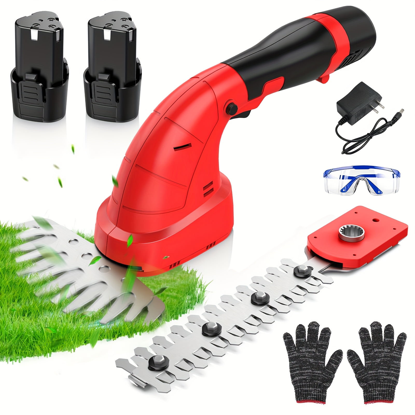 2-in-1 Cordless Grass Shear & Hedge Trimmer - 12V Electric Shrub ...