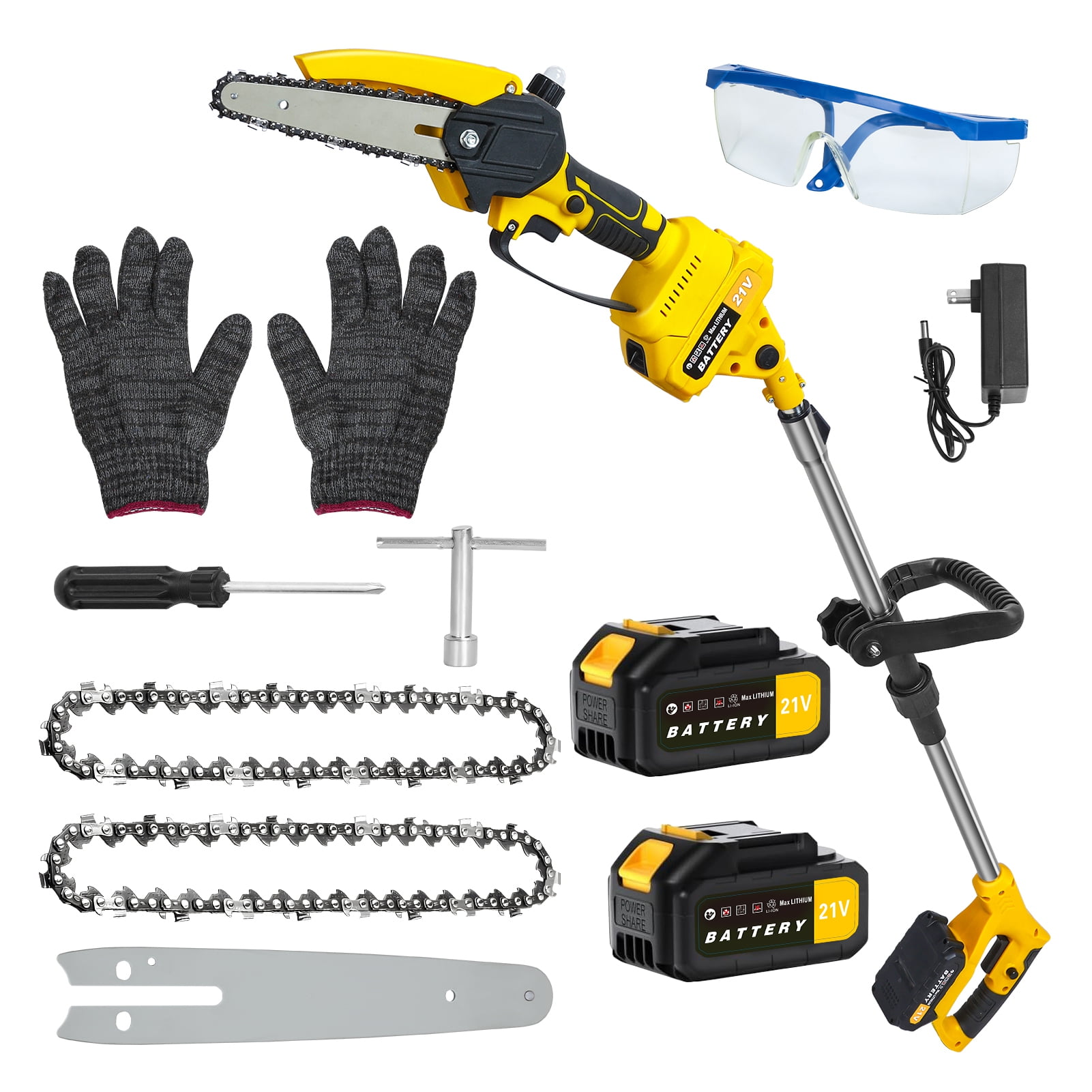 2-in-1 Cordless Pole Saw & 6-Inch Mini Chainsaw - Brushless Electric ...
