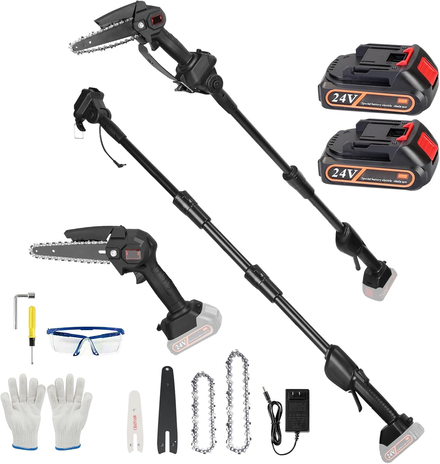 2-in-1 Cordless Pole Saw & Mini Chainsaw, Battery Powered, 5.1lb ...