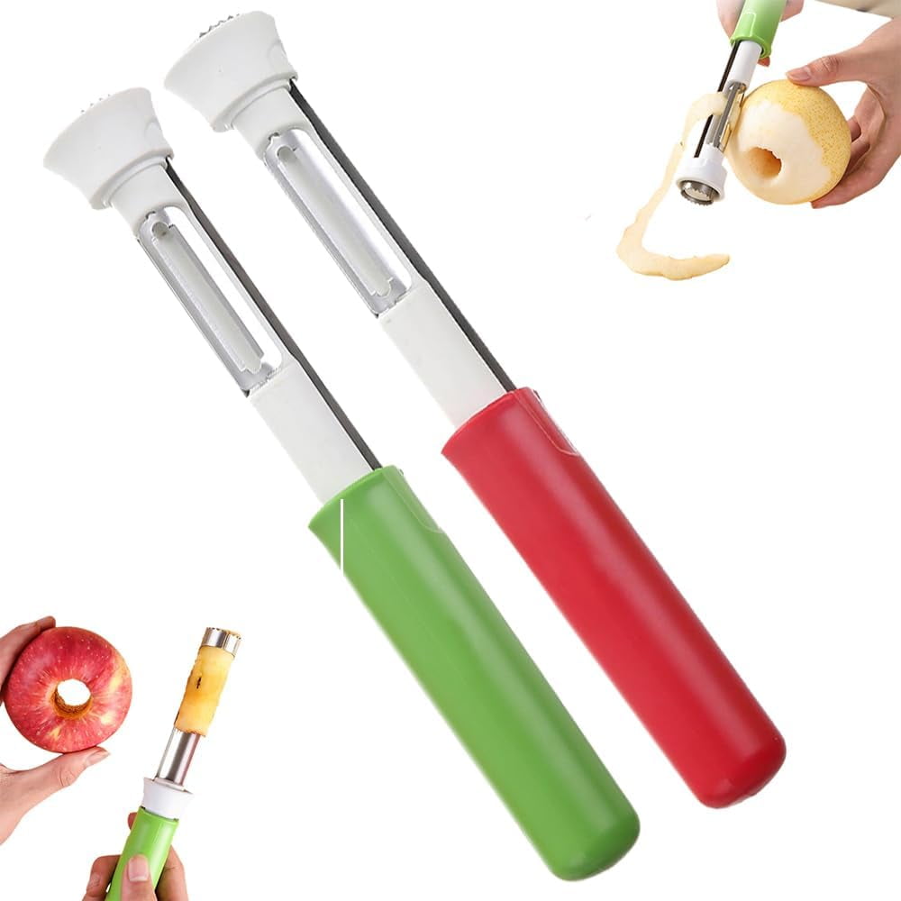 2-in-1 Corer Remover,Red Bell Pepper Seed Corer Apple Corer and Peeler,Fruit Core Extractor Tool ...