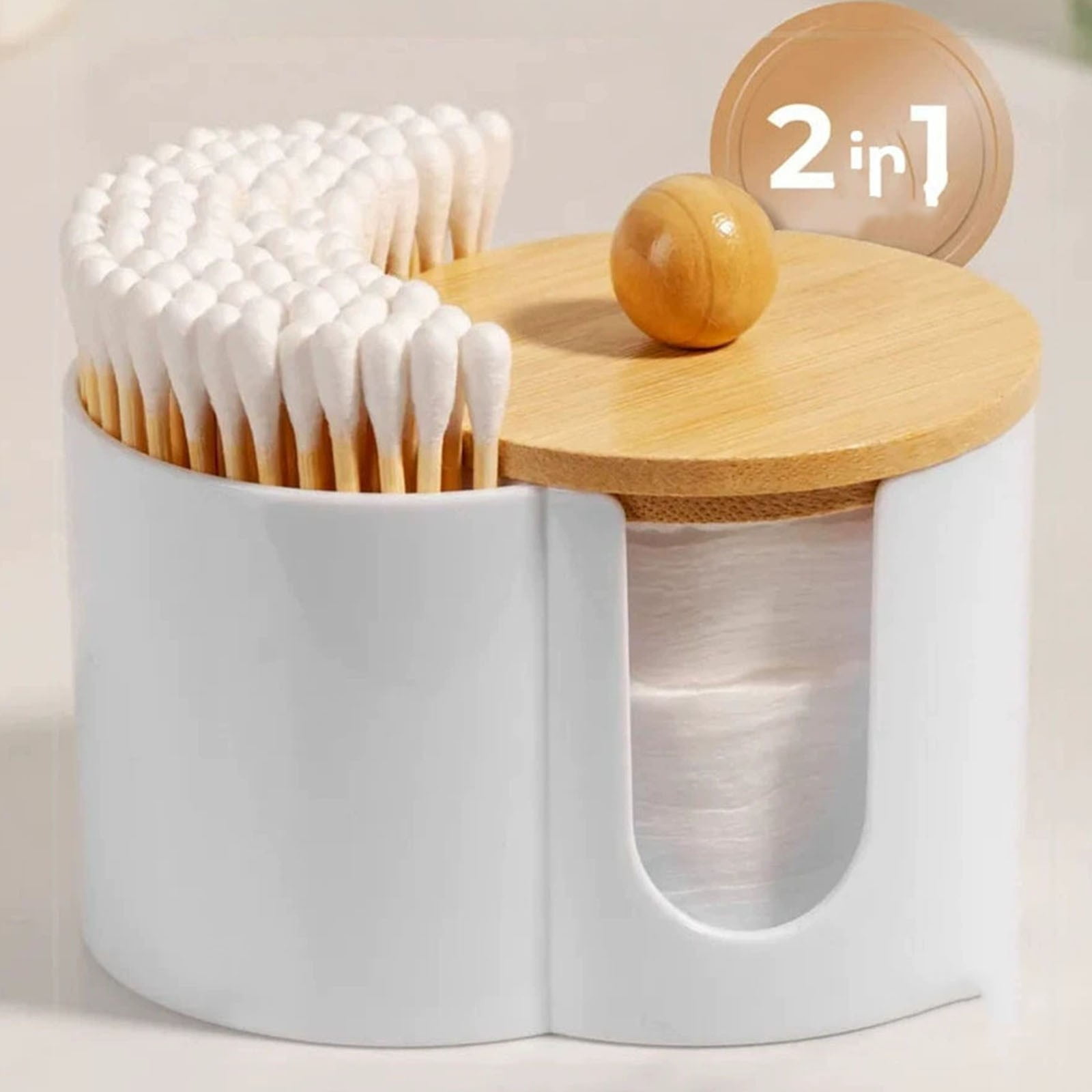 2-in-1 Cotton Swab and Makeup Pad Storage Box | Compact 3.81 x 2.48 in ...