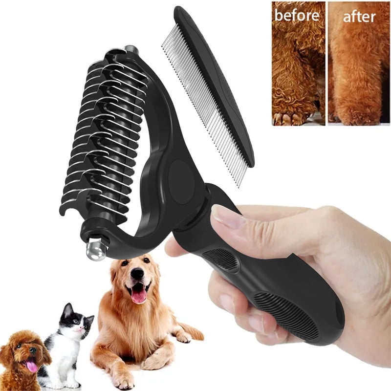 【2-in-1 Deshedding Tool】Pet Grooming Kit - Undercoat Rake & Dematting ...
