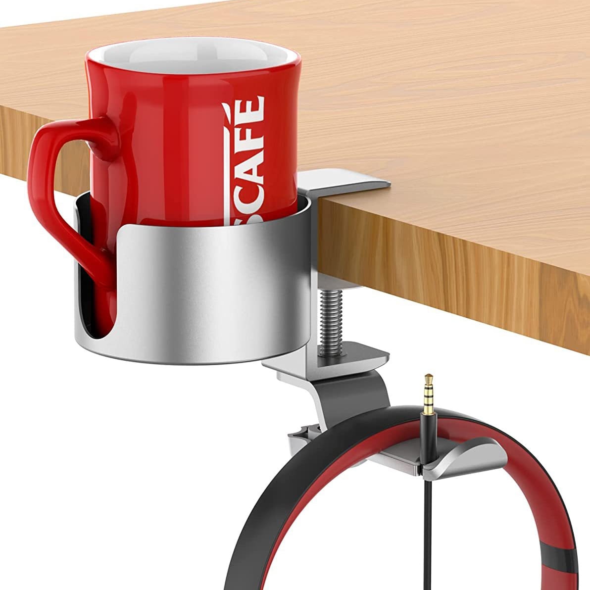 2 in 1 Desk Cup Holder with Headphone Hanger, Anti-Spill Cup Base ...