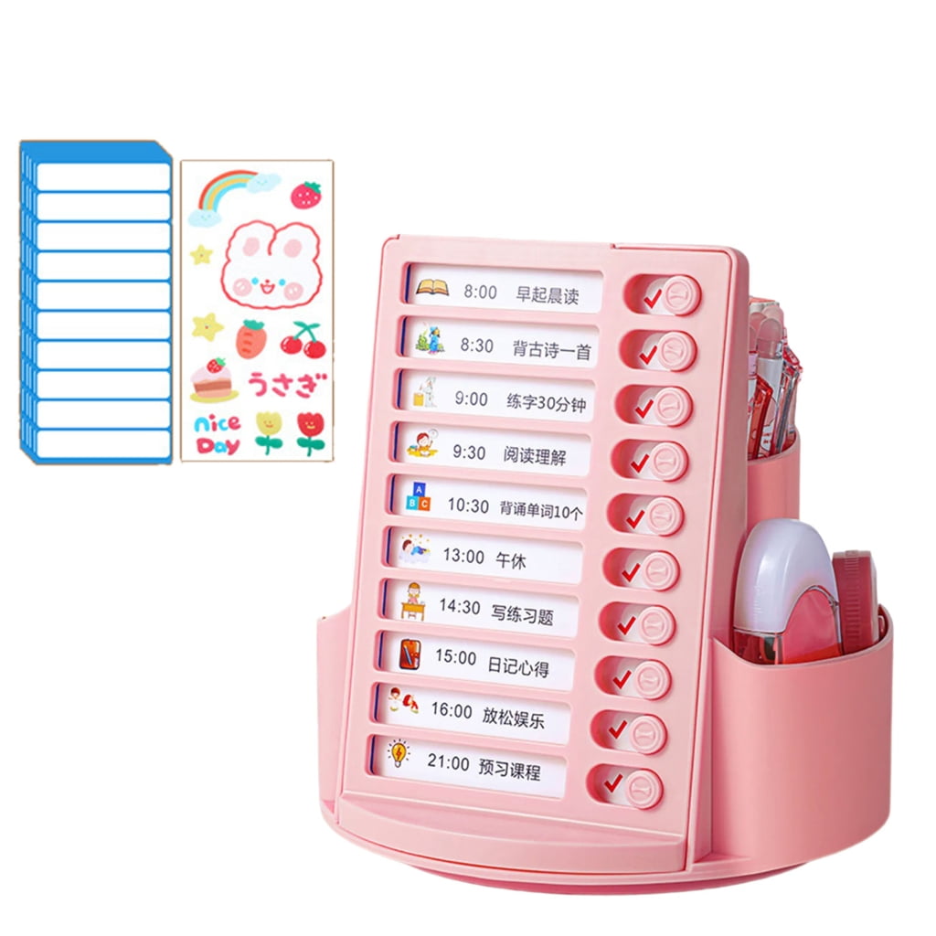 2 in 1 Desk Organizers Rotating Pen Holder Chore Chart Checklist Board ...