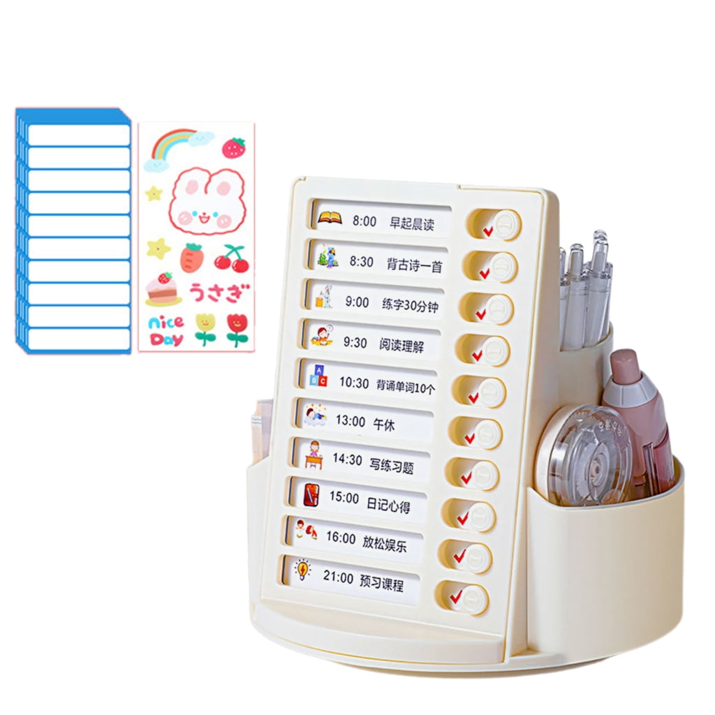 2 in 1 Desk Organizers Rotating Pen Holder Chore Chart Checklist Board ...