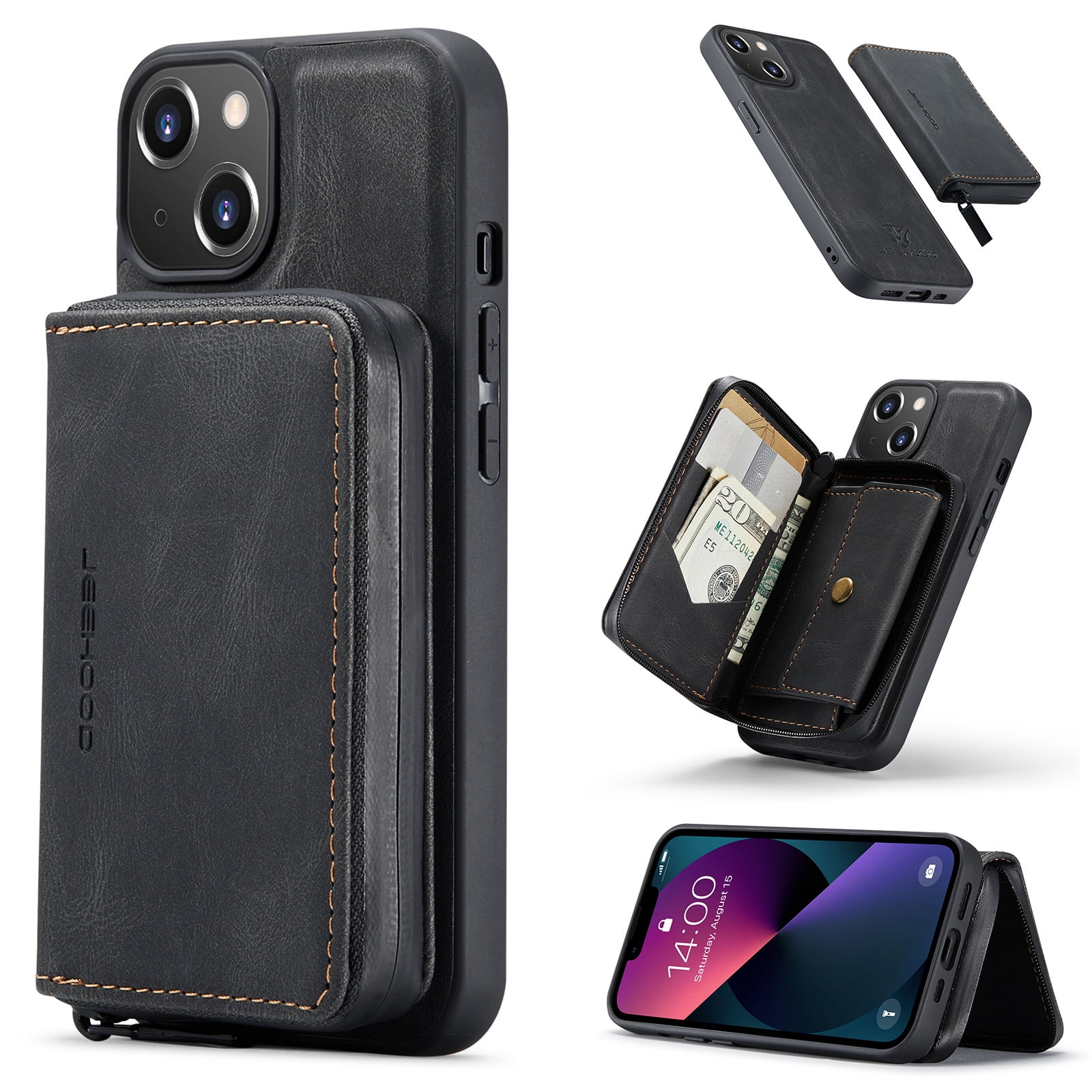 2 in 1 Detachable Zipper Cards Slot Phone Case for iPhone 16 Pro Max ...