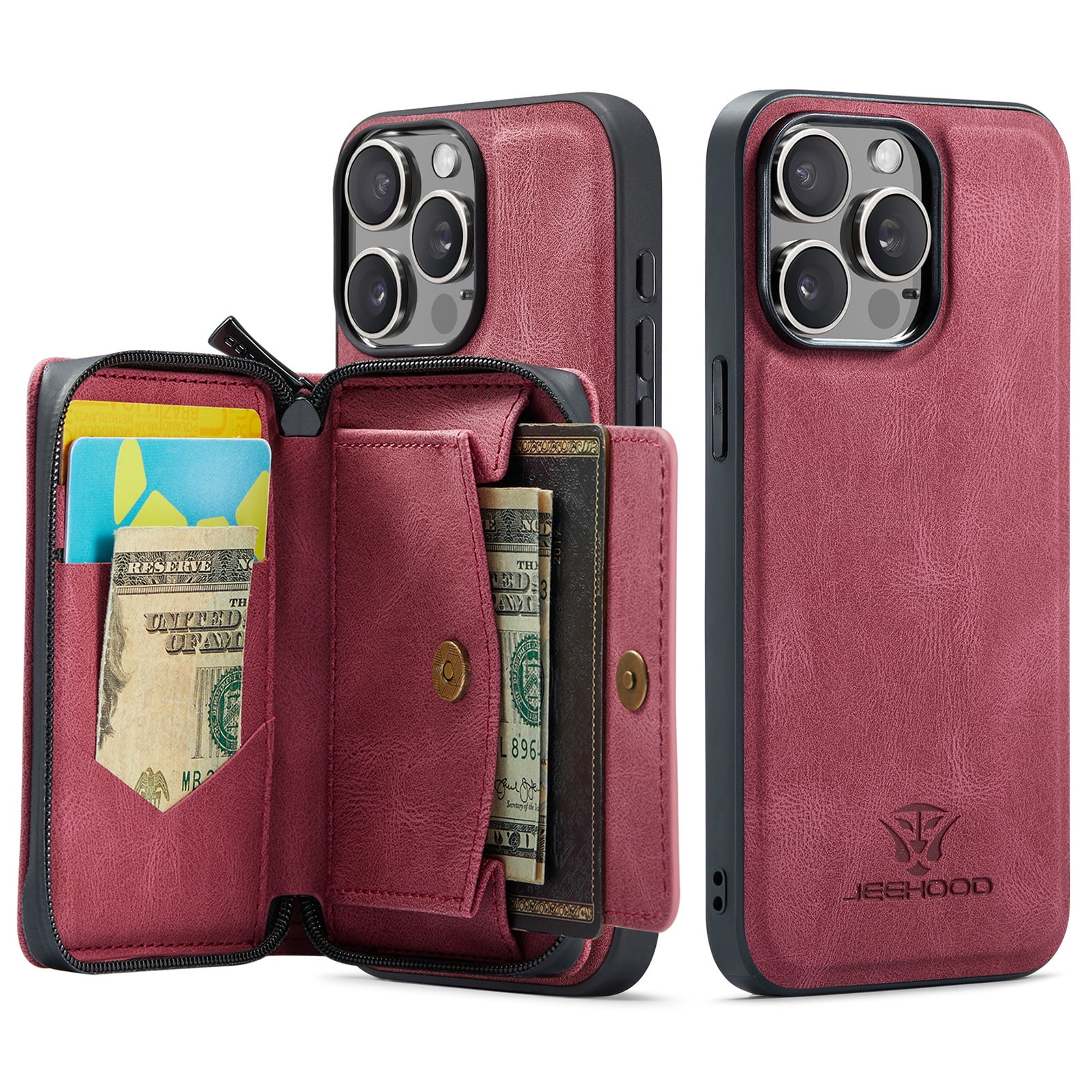 2 in 1 Detachable Zipper Cards Slot Phone Case for iPhone 16 Pro Max ...