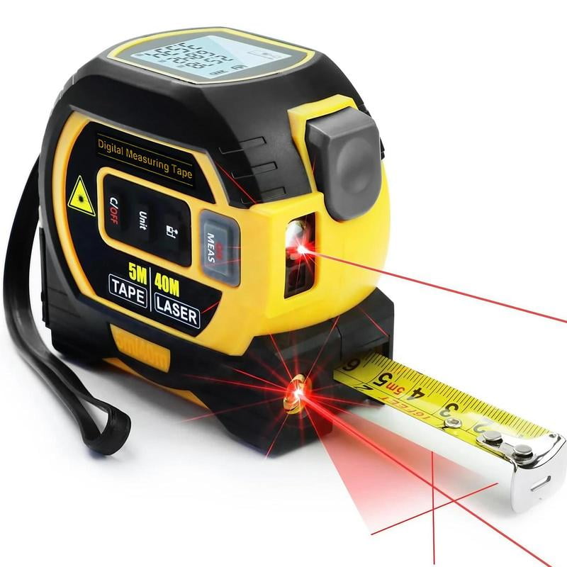 2-in-1 Digital Laser Tape Measure - 40m/60m Laser Distance Meter with LCD Display and Self ...