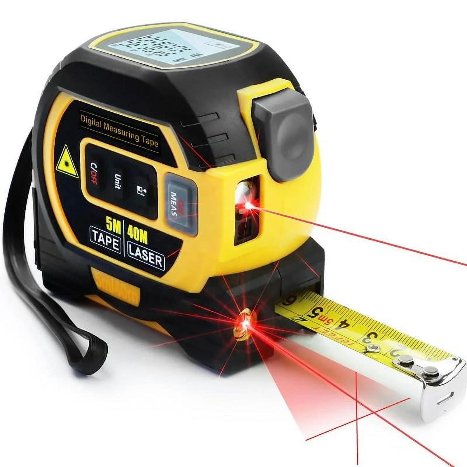 2-in-1 Digital Laser Tape Measure - 40m/60m Laser Distance Meter with LCD Display and Self ...