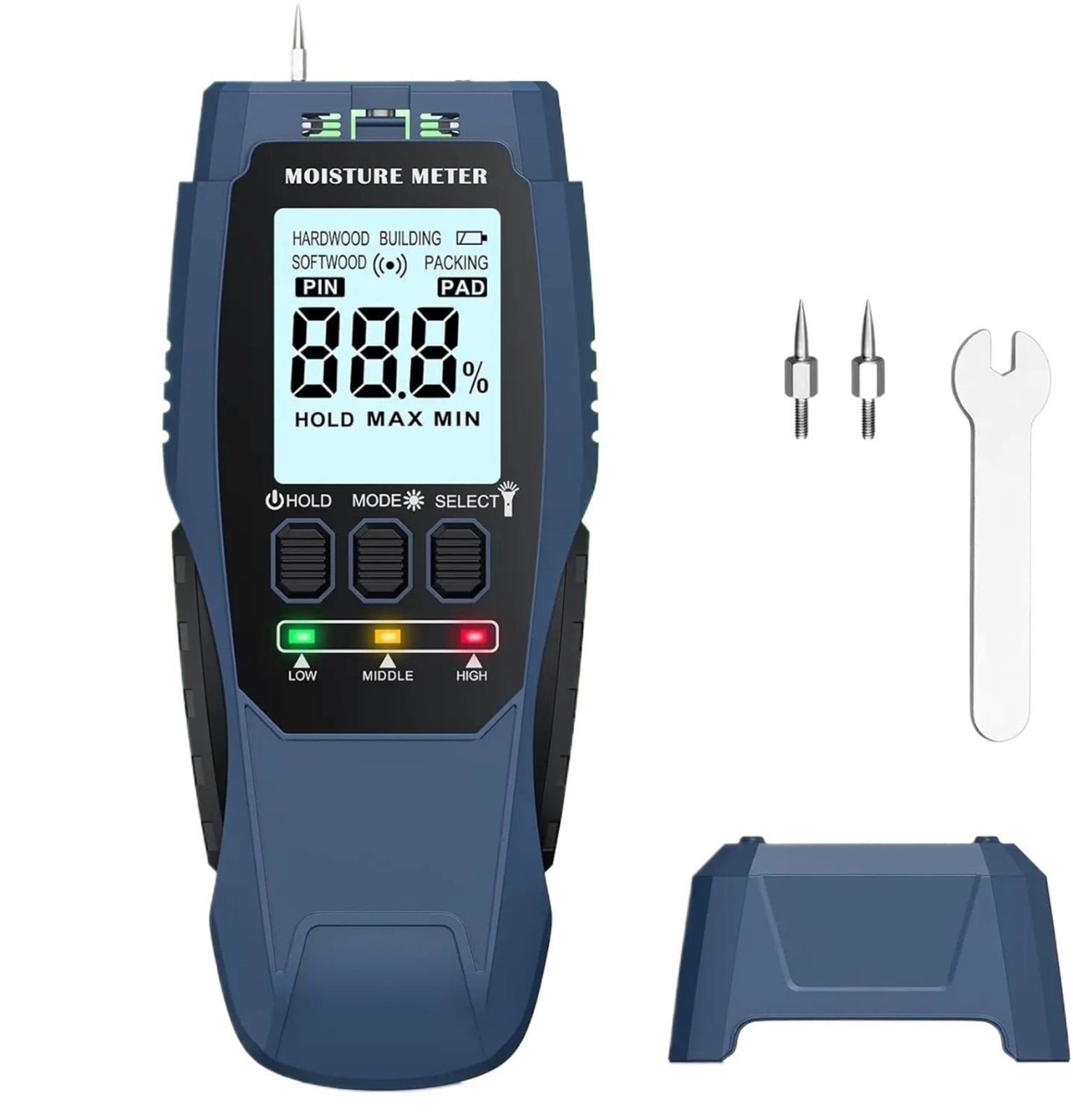 2-in-1 Digital Wood & Building Moisture Meter Dual Pin & Pinless Tester ...