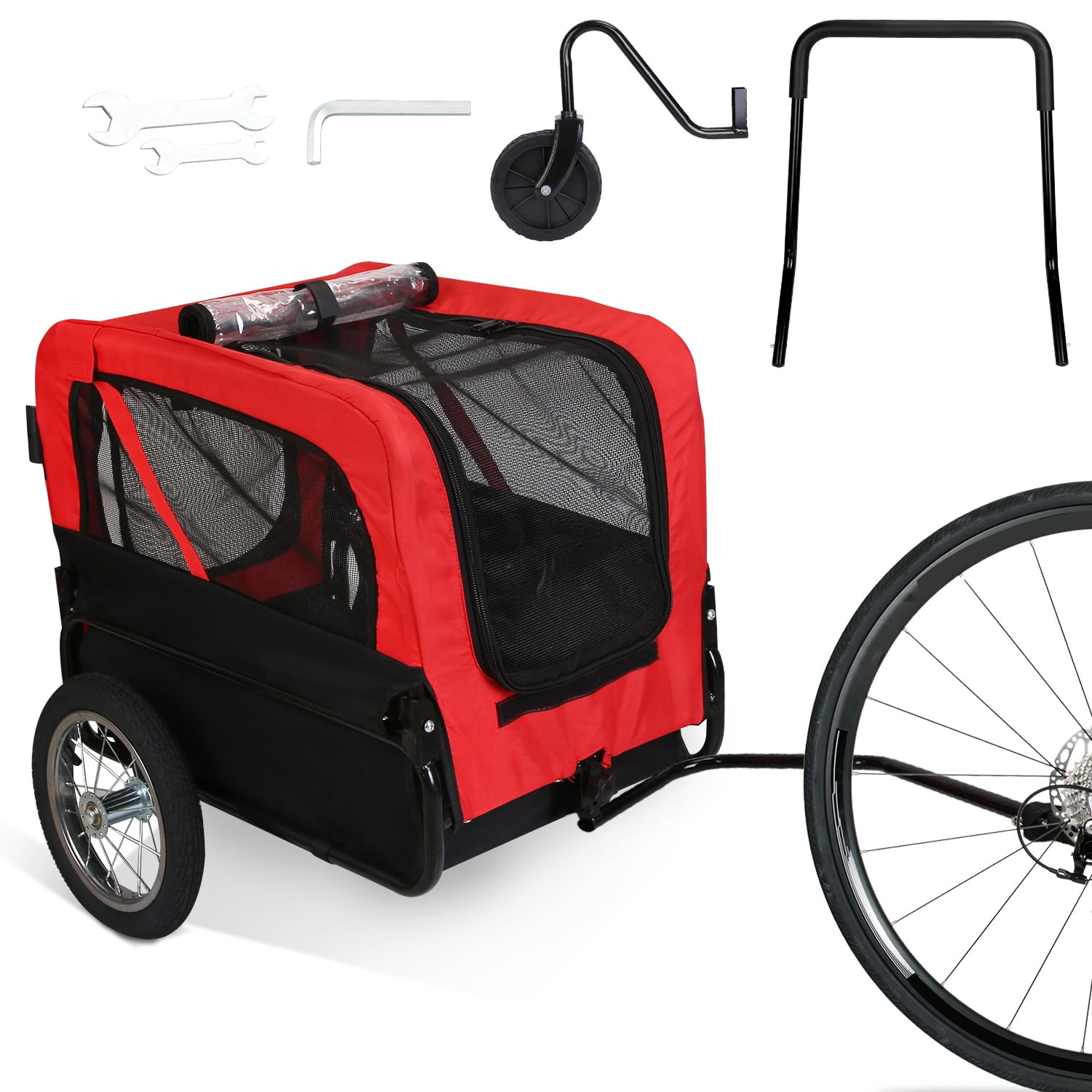 2-in-1 Dog Bike Trailer TeqHome Pet Stroller Bicycle Carrier with ...
