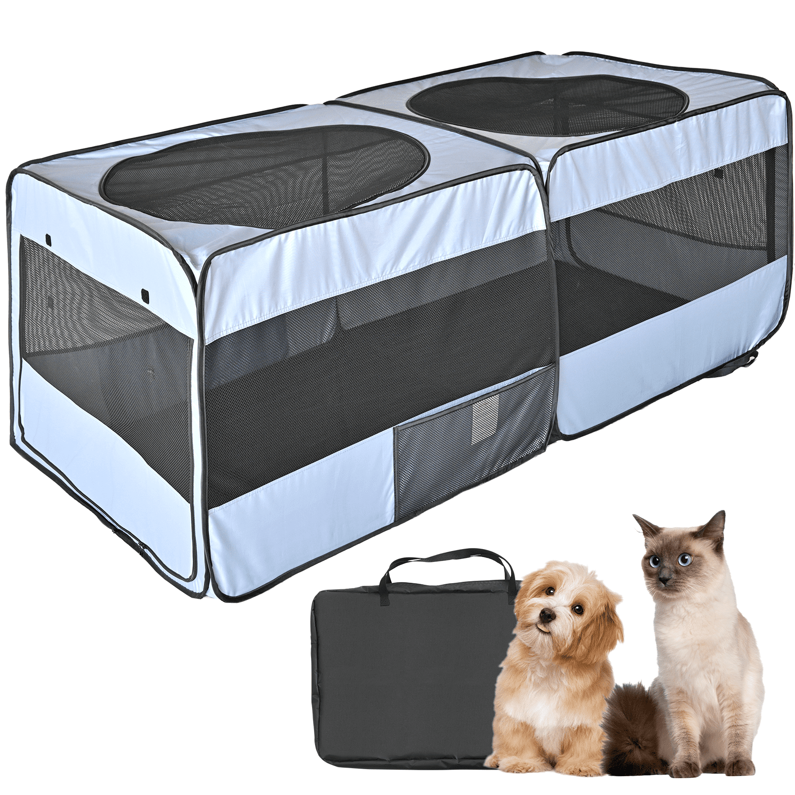Twin Pop Up Pet Playpen Portable Pet Tent,2-in-1 Dog & Cat Playpen with ...