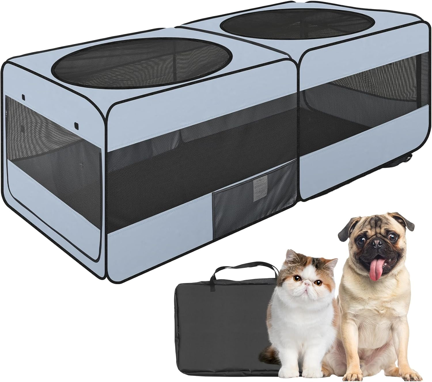 2-in-1 Dog Playpen 46.5''Pop Up Cat Pet Playpen, Assembly-Free Indoor ...