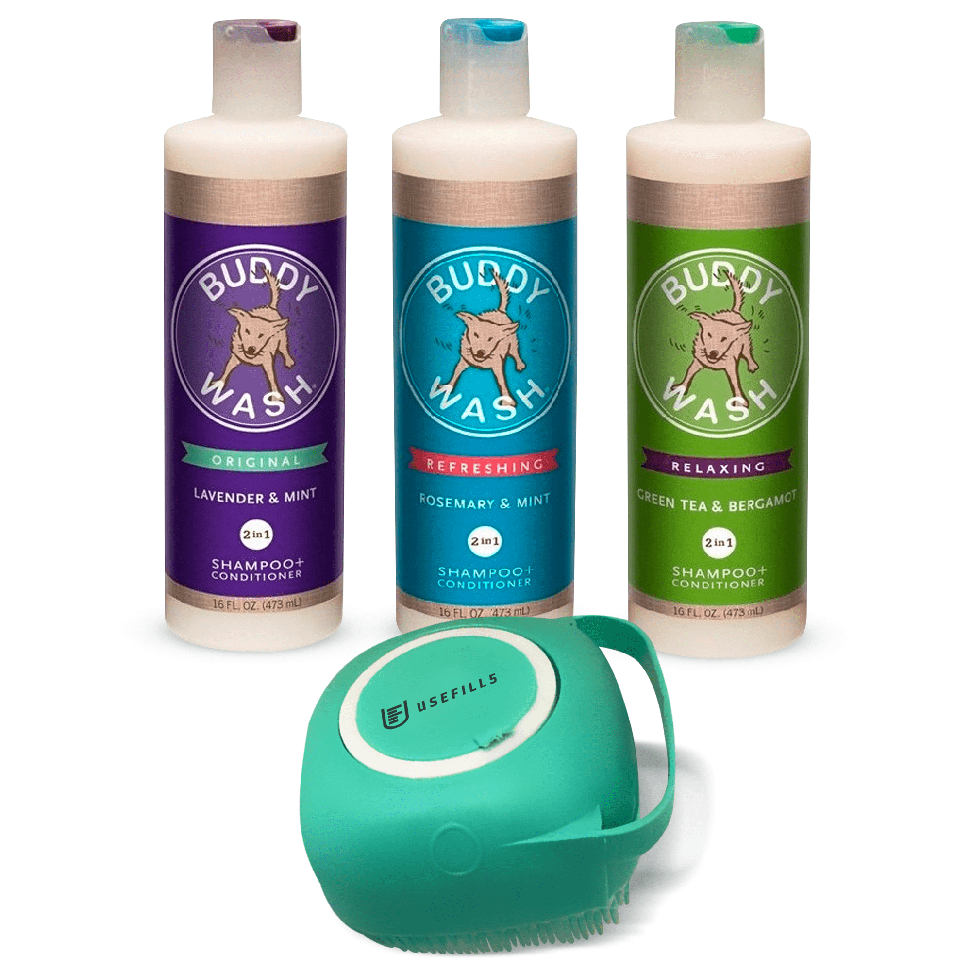 2-in-1 Dog Shampoo and Conditioner 3 Product Bundle Includes Buddy Wash Lavender Mint Rosemary ...