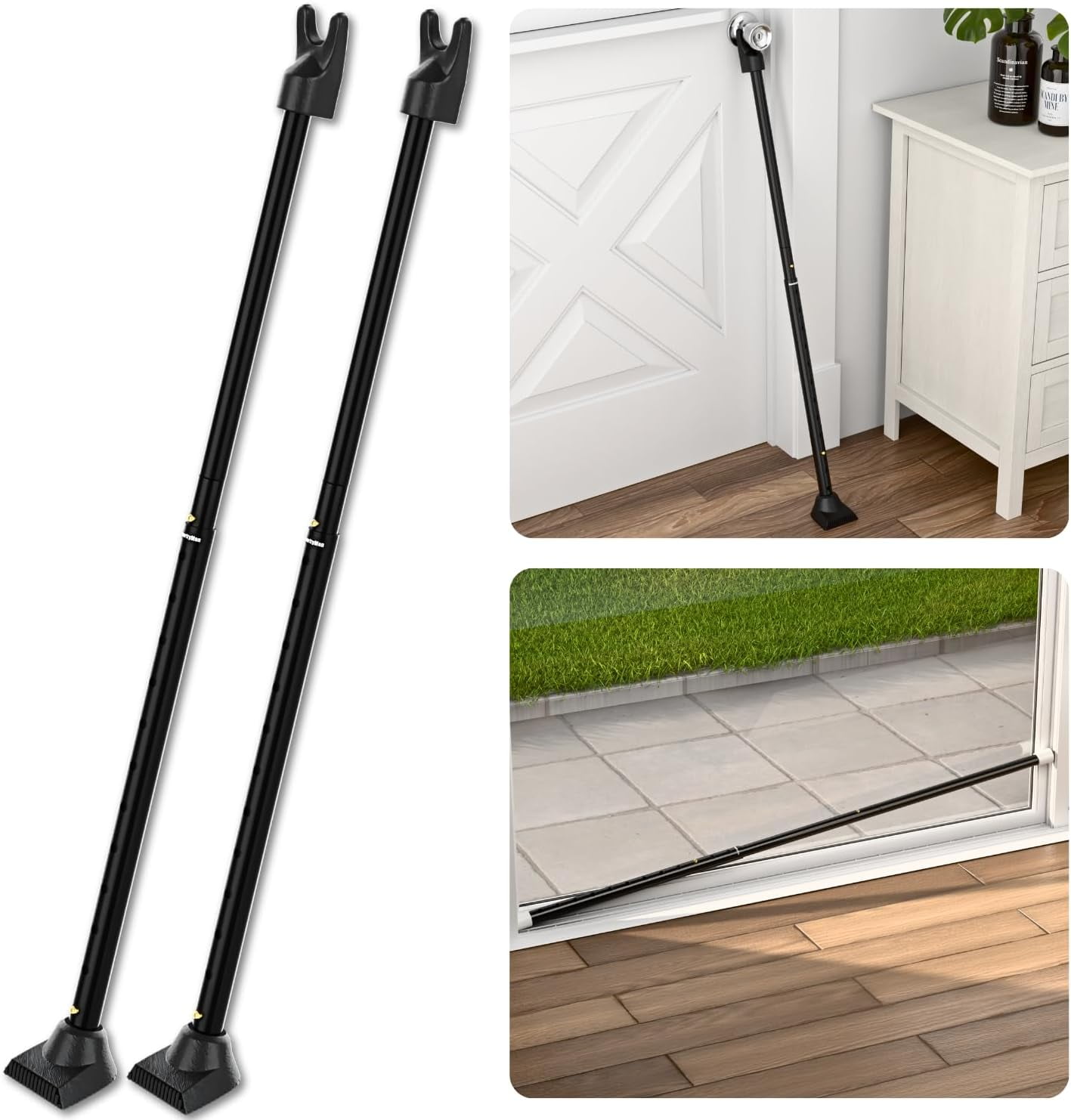 2-in-1 Door Bar & Sliding Patio Door Bar (2 Pack) via Interchangeable ...