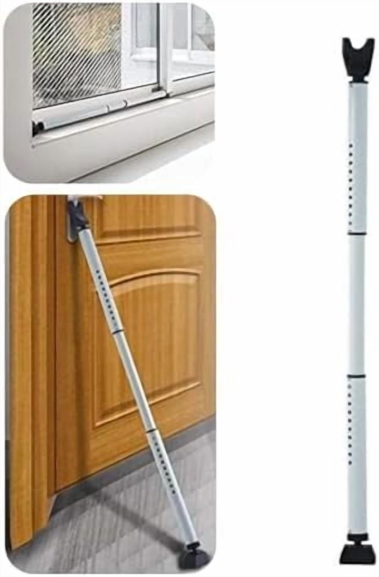 2-in-1 Door Security Bar & Sliding Patio Door Stopper Security Jammer ...