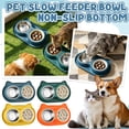 2-in-1 Double Dog Bowls with Removable Slow Feeder, Stainless Steel ...