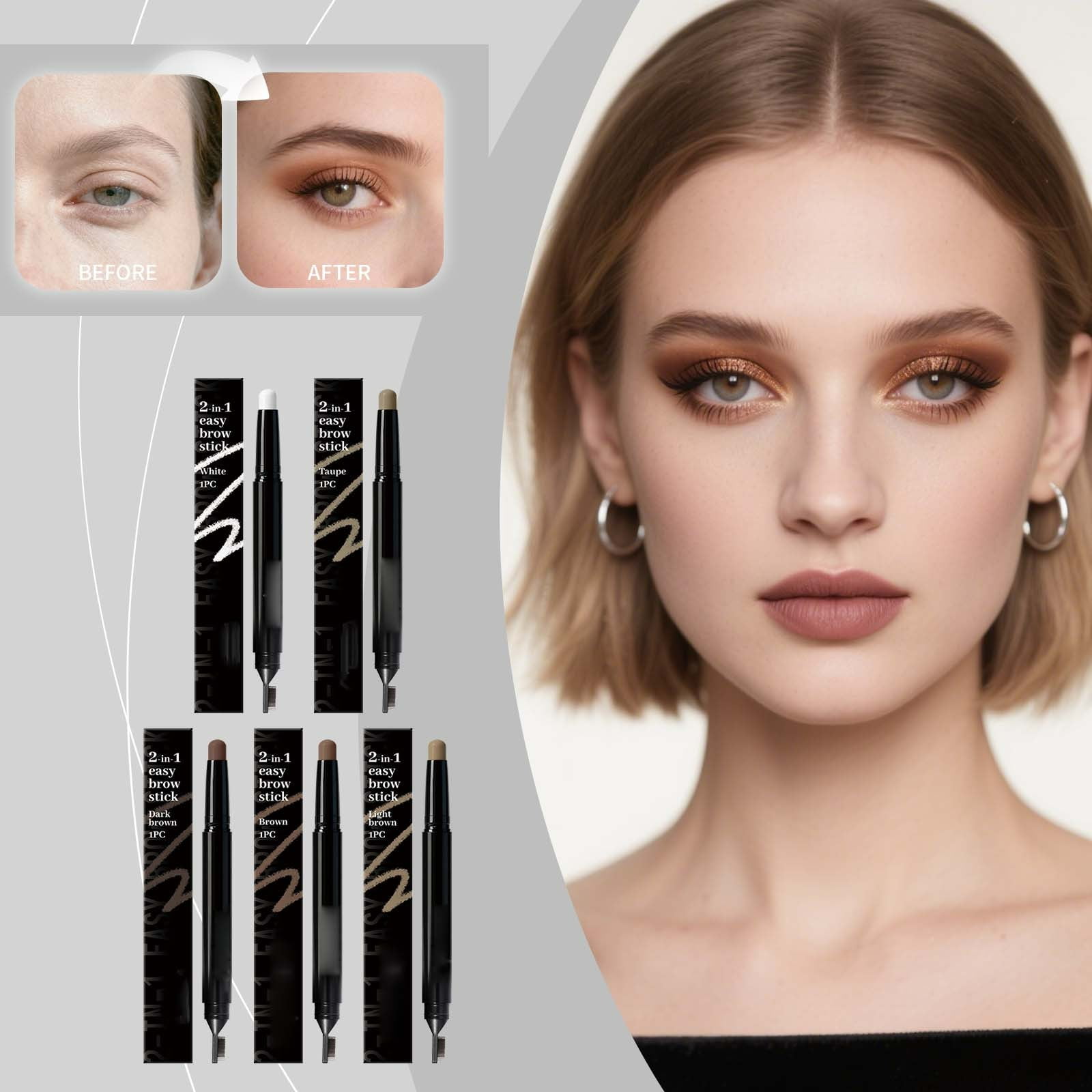2-in-1 Double Head Eyebrow Pencil with Long-Lasting, Waterproof Formula ...
