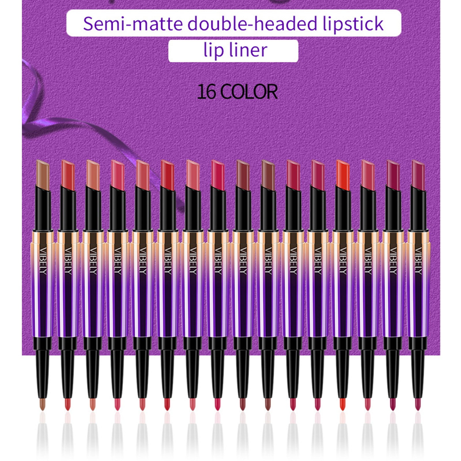 2 in 1 Double Head Lipstick & Lip Liner Makeup Set Matte Velvet ...