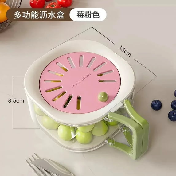 2-in-1 Double Layer Drain Basket Fruit Drainer Container with Foldable ...