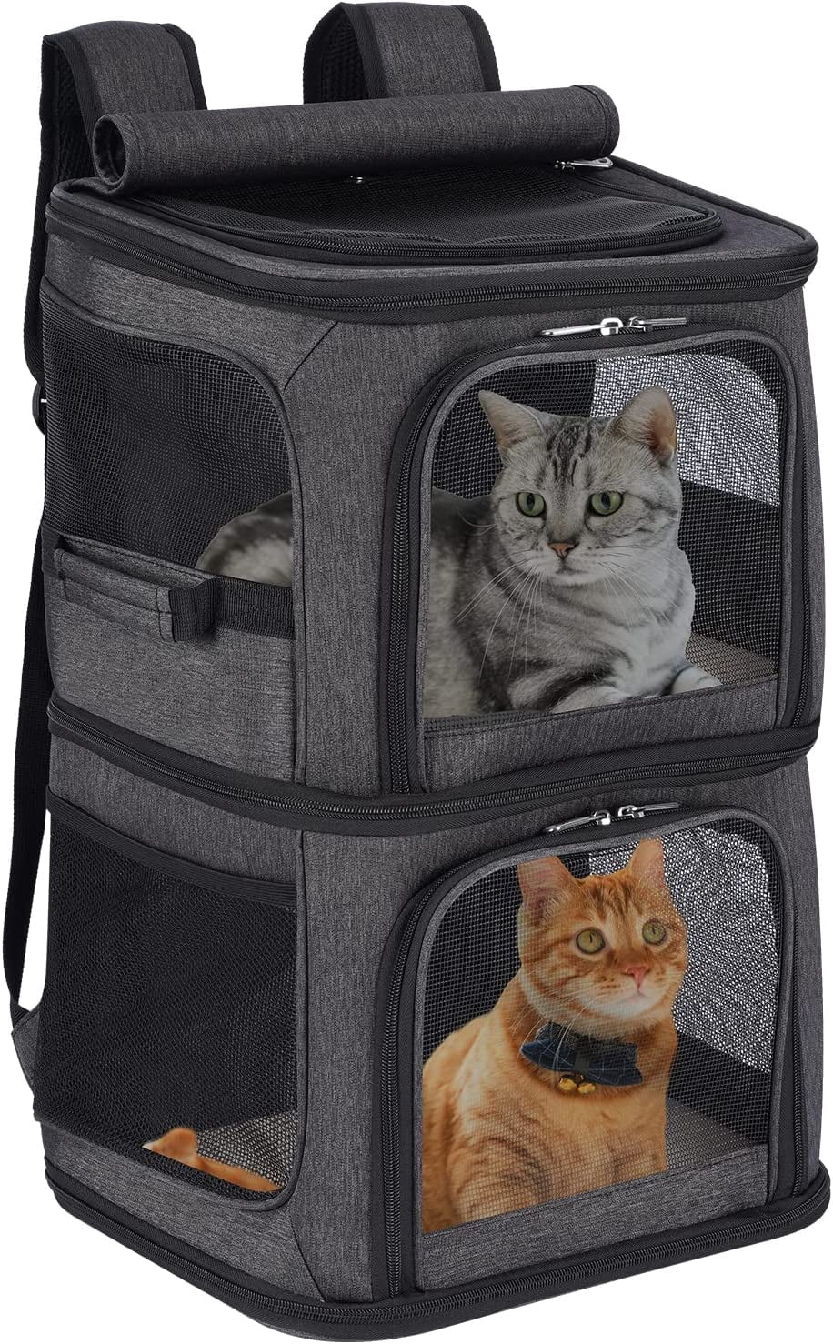 2-in-1 Double Pet Carrier Backpack for Small Cats and Dogs, Portable ...
