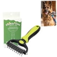2-in-1 Double-Sided Deshedding Dog Brush, Pet Shedding Remover Rounded ...