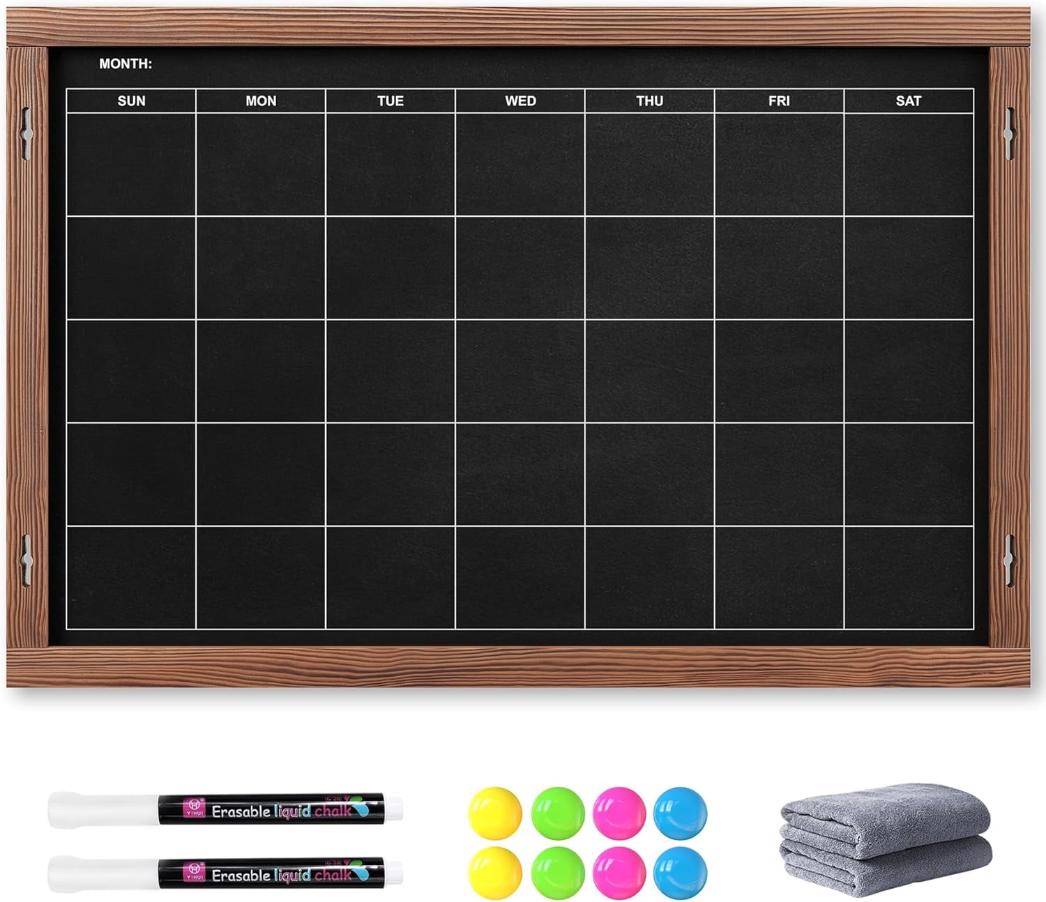 2-in-1 Double-Sided Magnetic Chalkboard 24"x16", Chalk Calendar Board ...