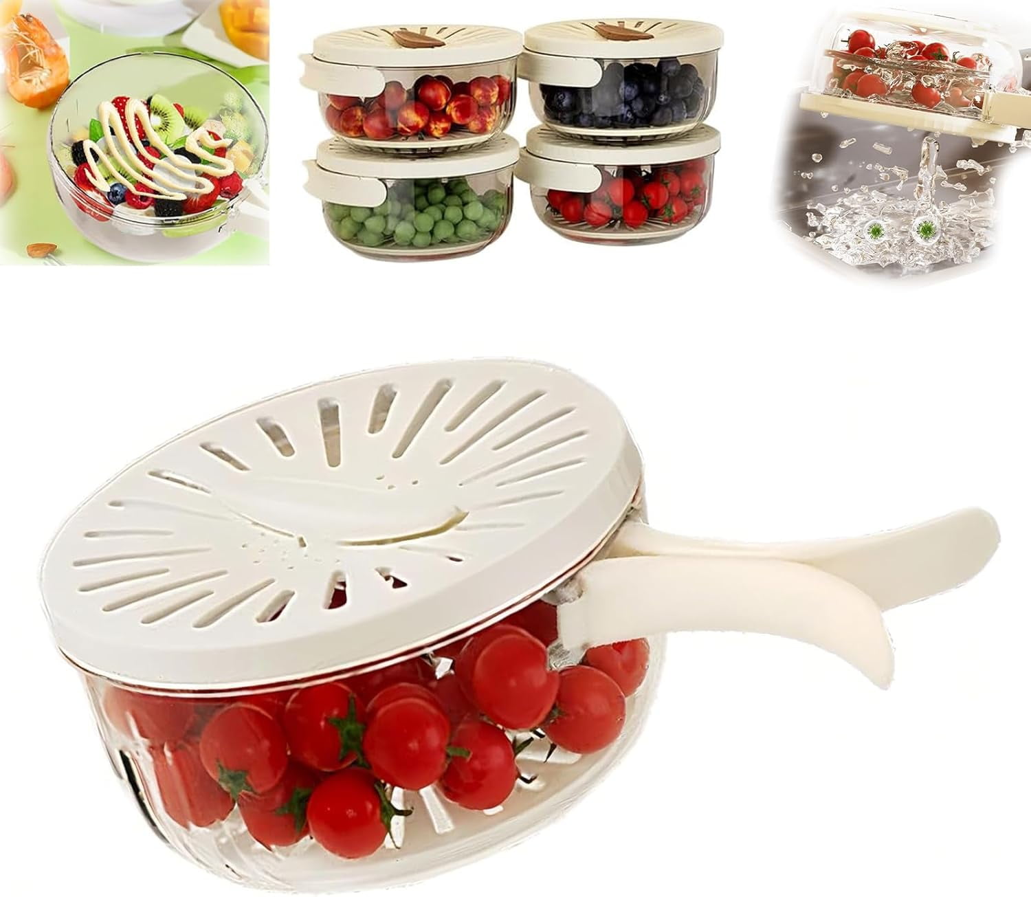 2-in-1 Draining and Preservation Basket - Foldable Handle Kitchen ...