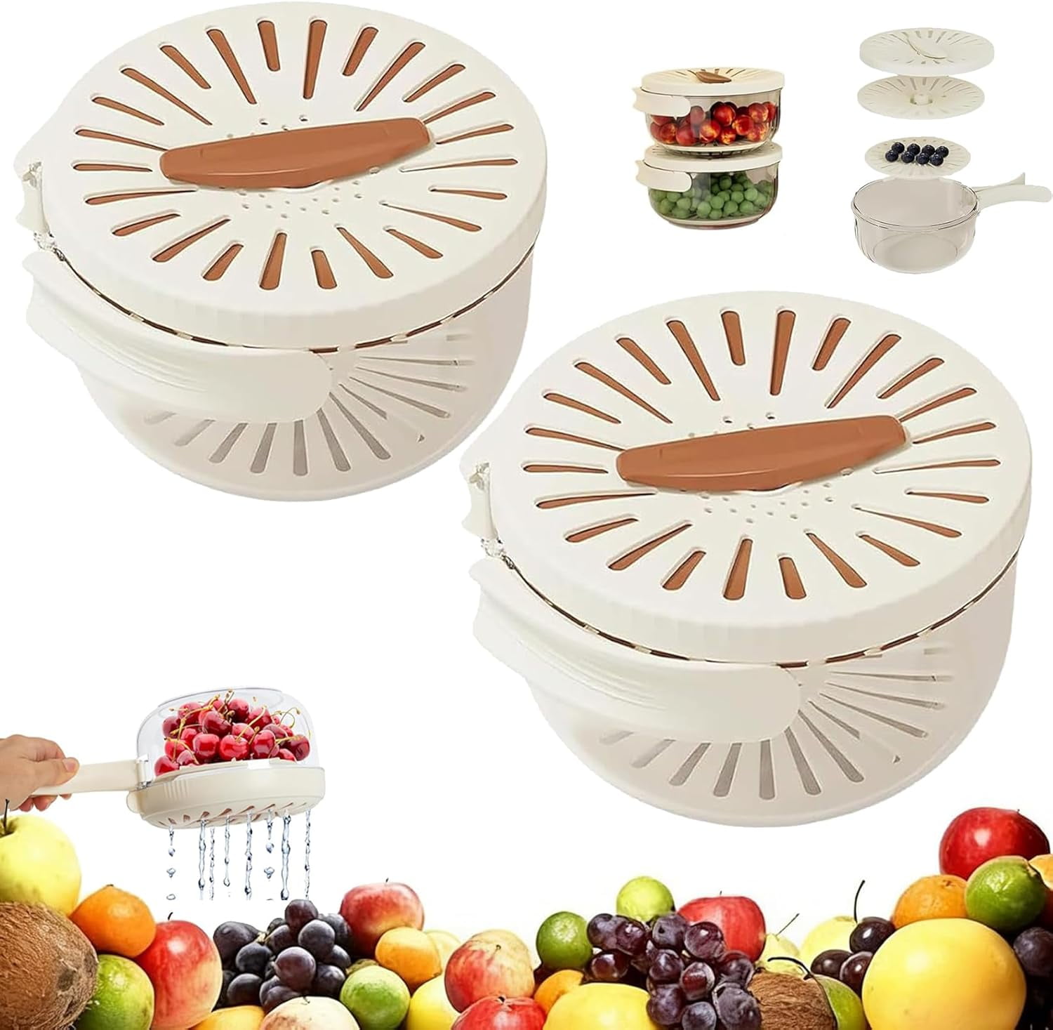 2-in-1 Draining and Preservation Basket，Multi-functional Fruit and ...