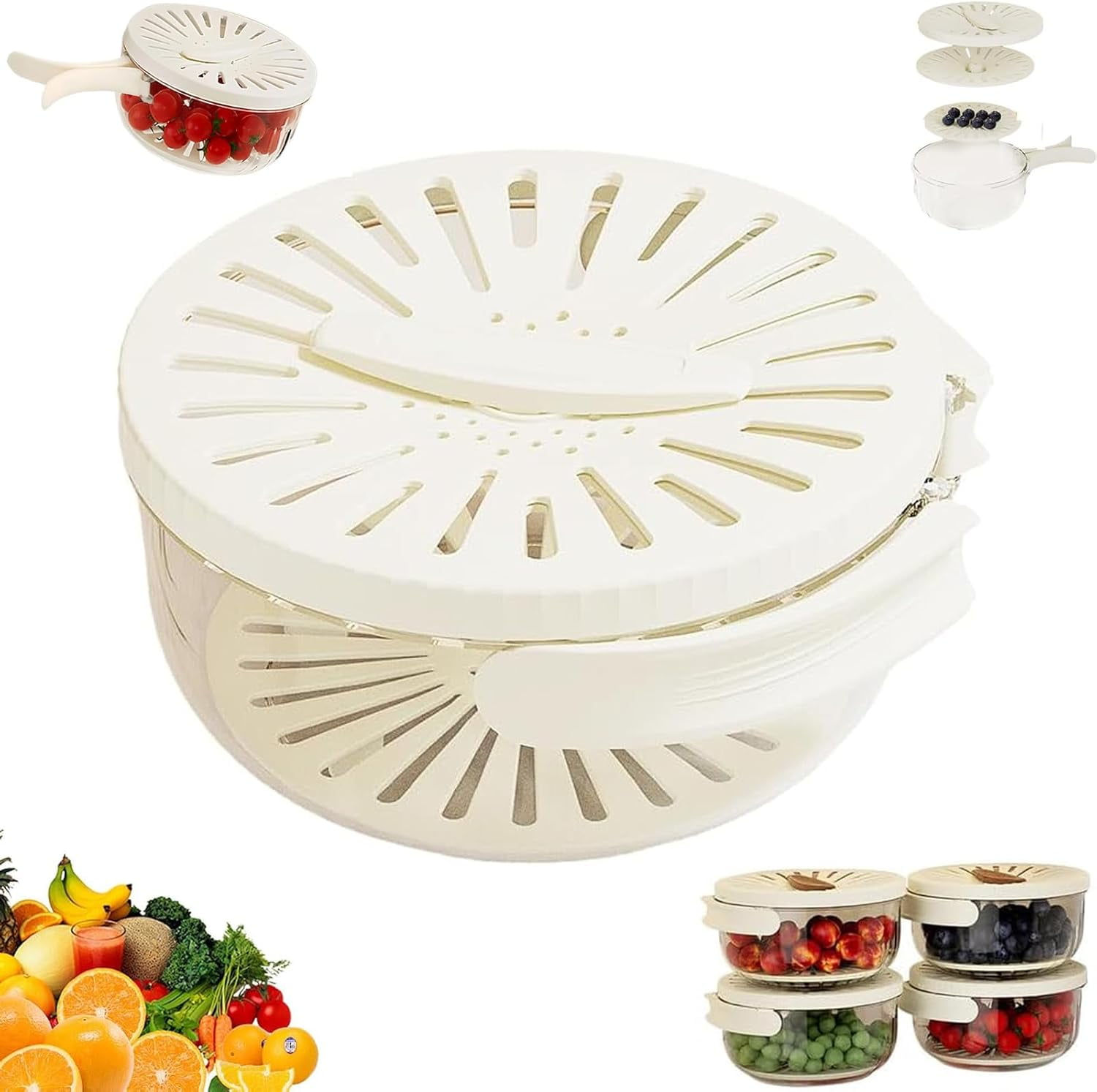 2-in-1 Draining and Preservation Basket | Multifunctional Fruit Washing ...