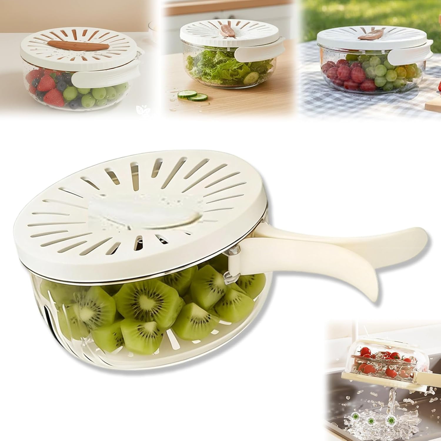 2-in-1 Draining and Preservation Basket - Vegetable Drain Container ...