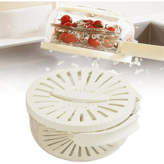 2-in-1 Draining and Preservation Basket, Kitchen Double Layer Foldable ...