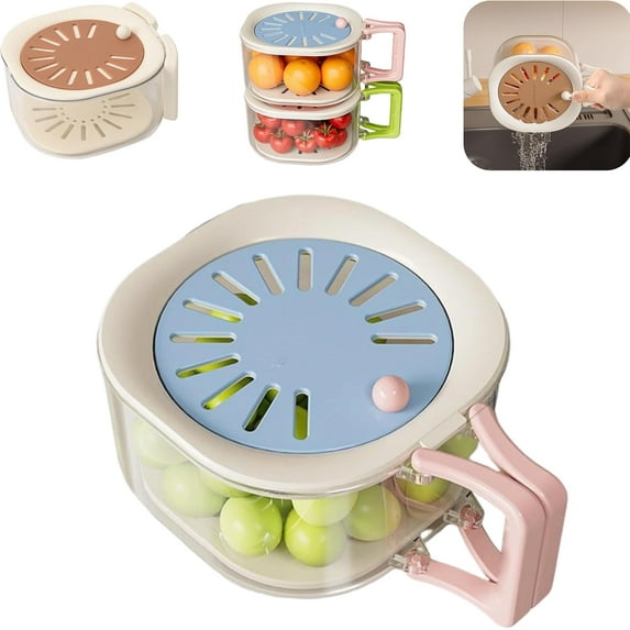 2-in-1 Draining and Preservation Basket, Multifunctional Fruit and ...