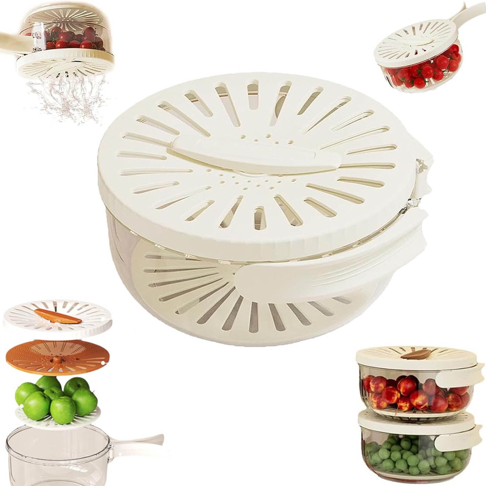 2-in-1 Draining and Preservation Basket, Multifunctional Fruit with ...
