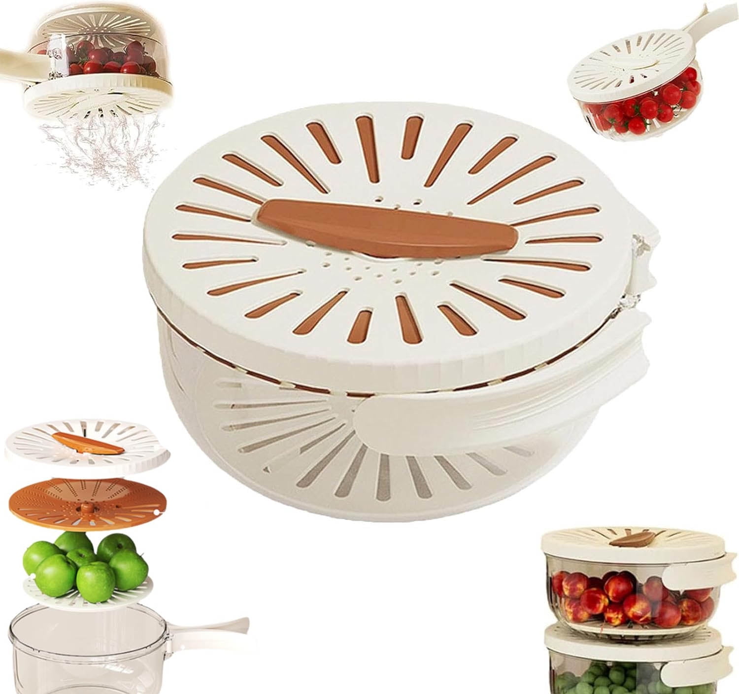 2-in-1 Draining and Preservation Basket, Multifunctional Fruit with ...