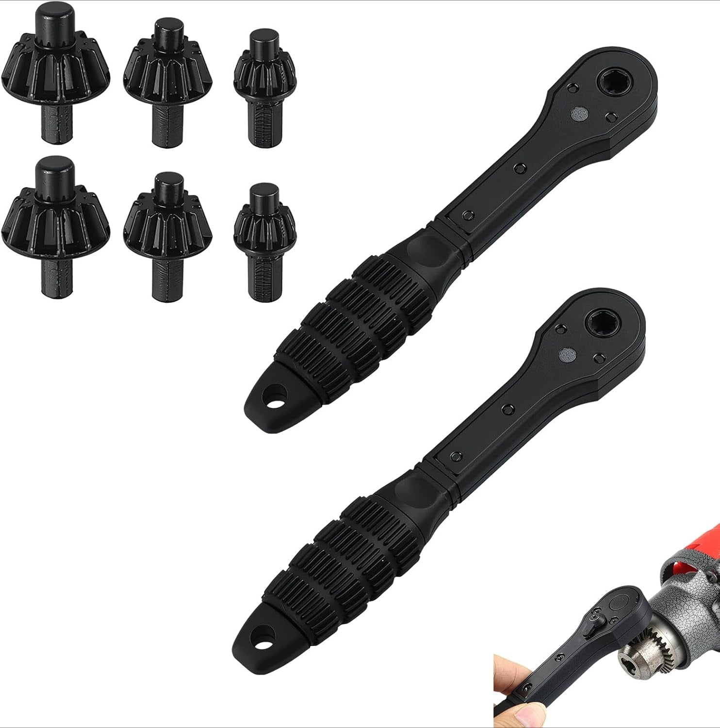2-in-1 Drill Chuck Ratchet Wrench, Universal Double-Ended Ratchet Drill ...