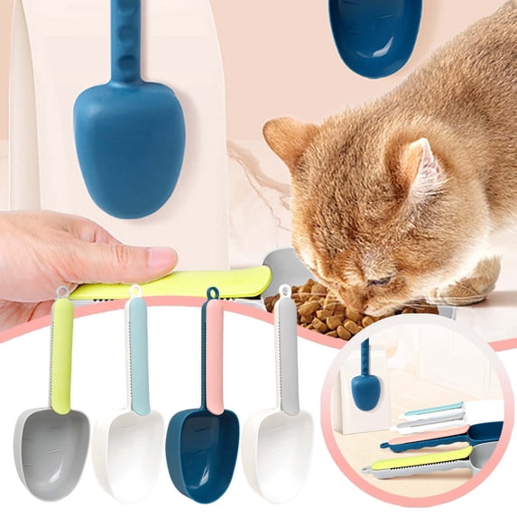 2-in-1 Dual Color Handle Pet Food Measuring Scoop,Built-In Bag Sealing ...