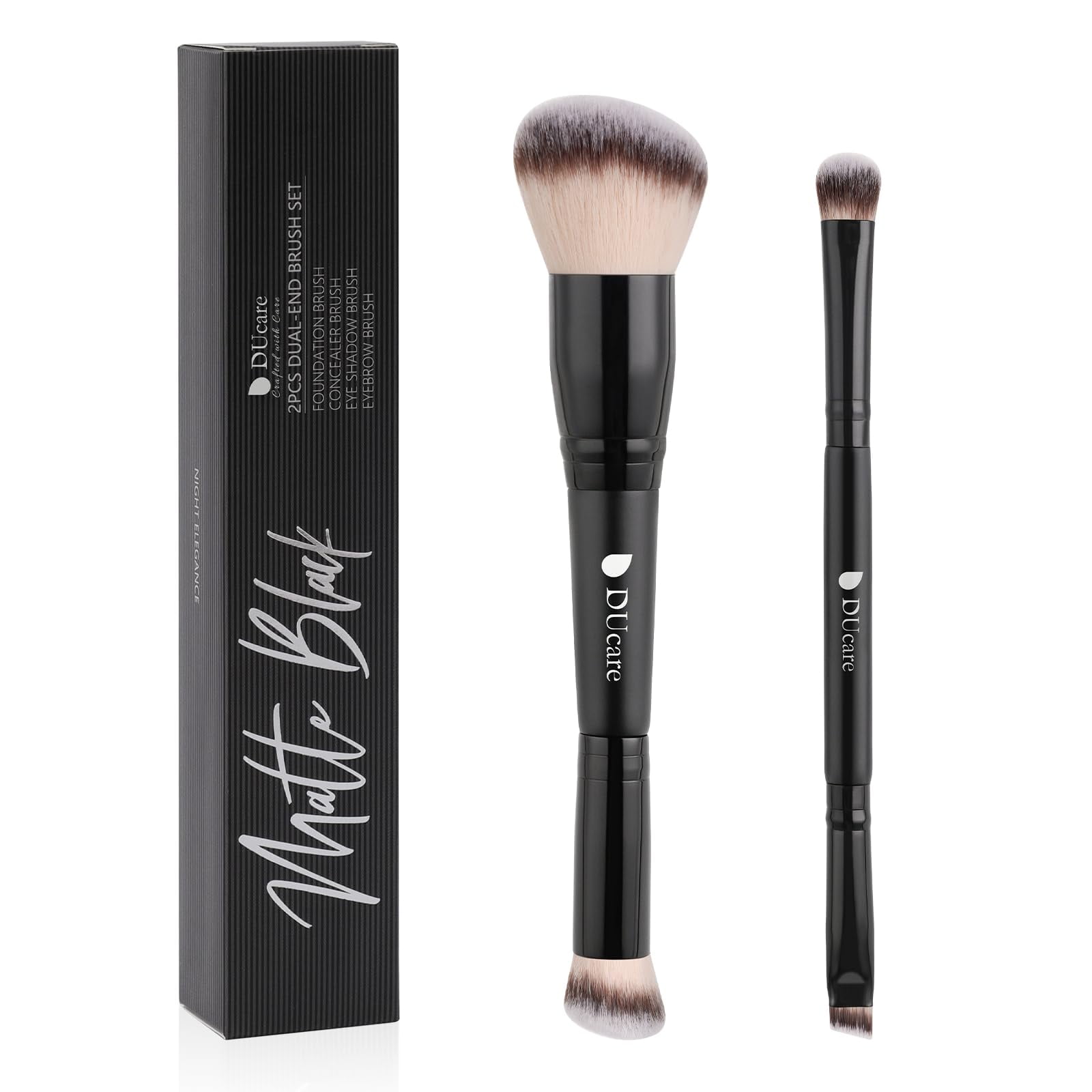 2-in-1 Dual-Ended Makeup Brushes 2 Pack - Black Edition DUcare ...