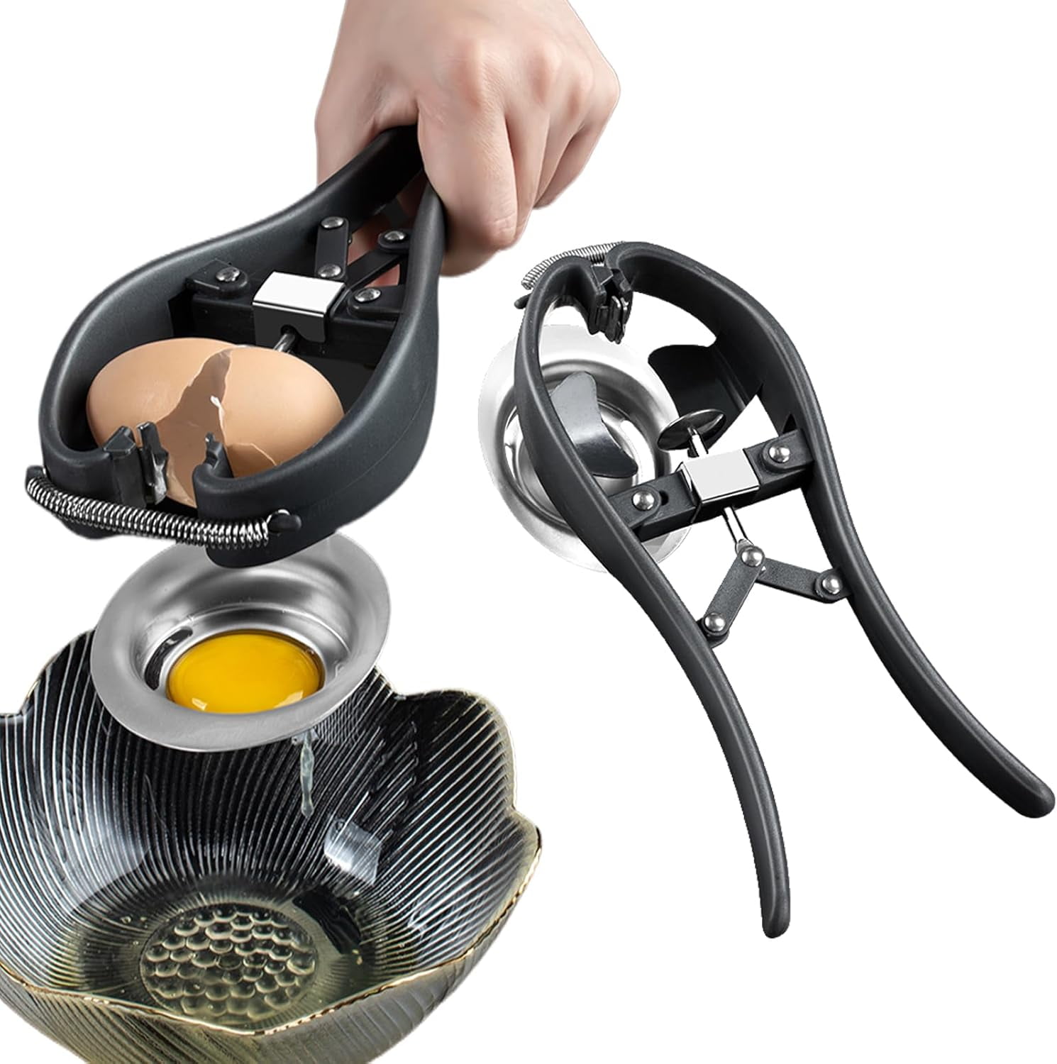2-in-1 Egg Shell Opener- Quick Cracker Tool for Raw Eggs, Egg Separator ...