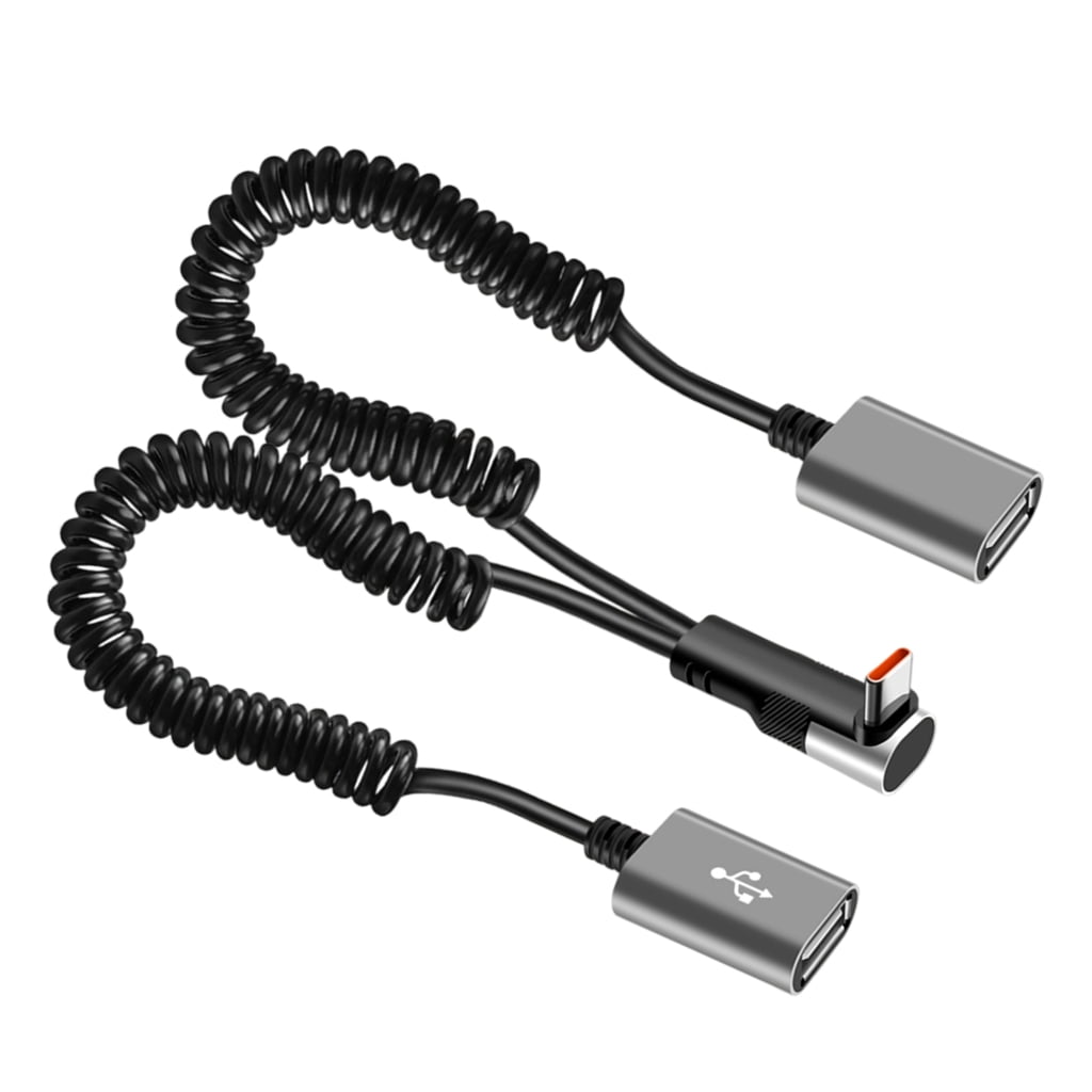 2 in 1 Elbow Retracted Spring USB C Split Cable 66W Fast Speed Charging ...