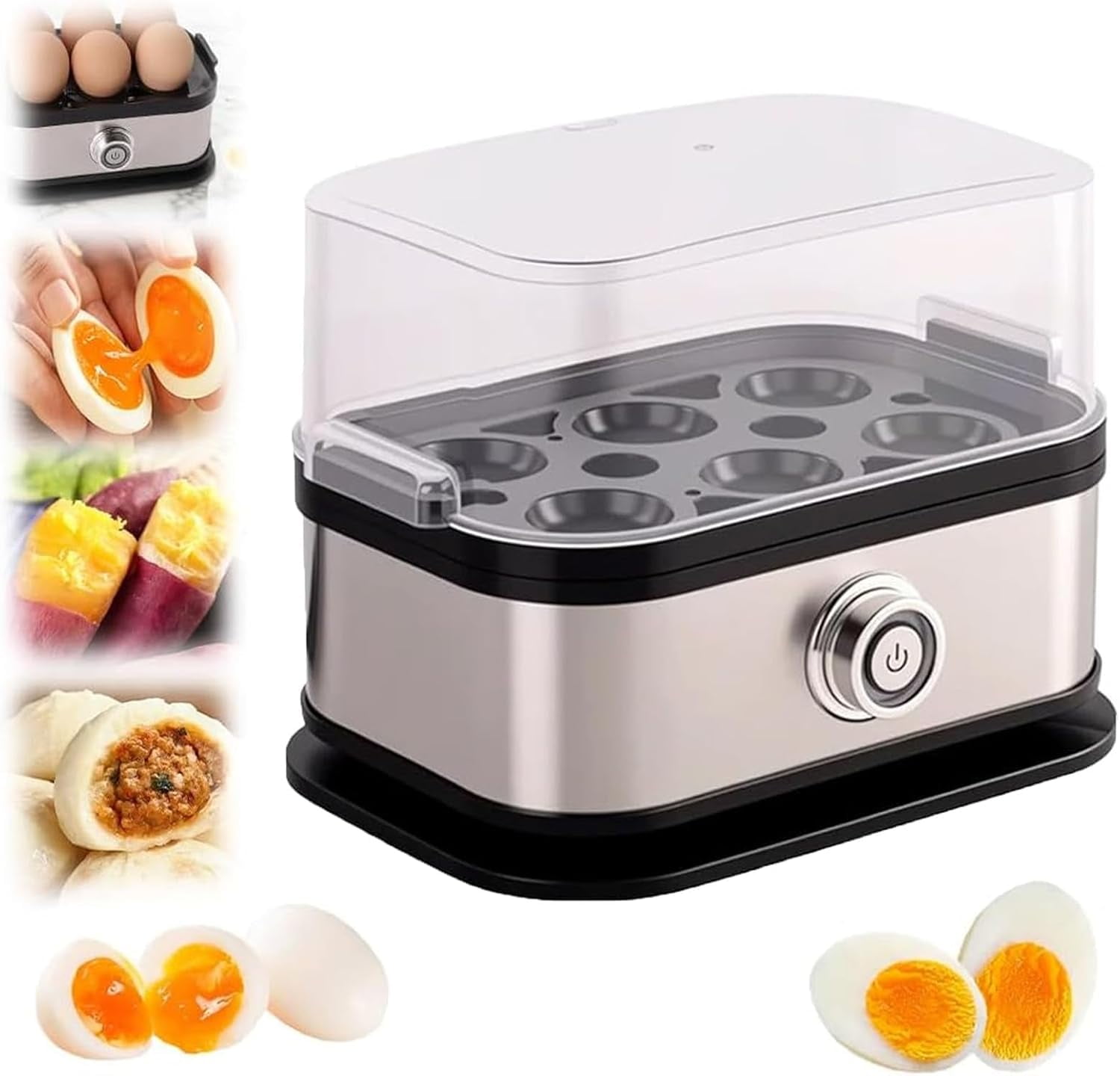 2-in-1 Electric Automatic Egg Cooker and Poacher, 6 Egg Capacity Rapid ...